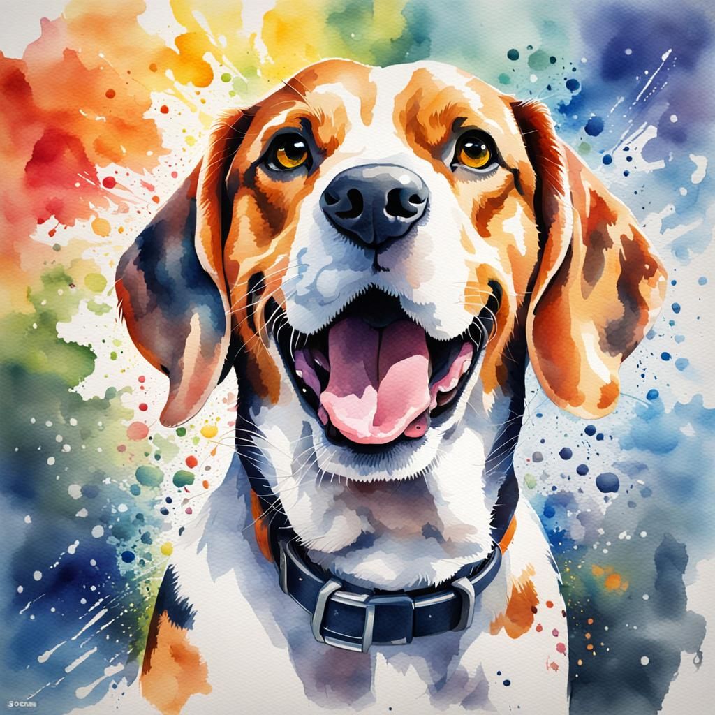 Watercolor Beagle - AI Generated Artwork - NightCafe Creator