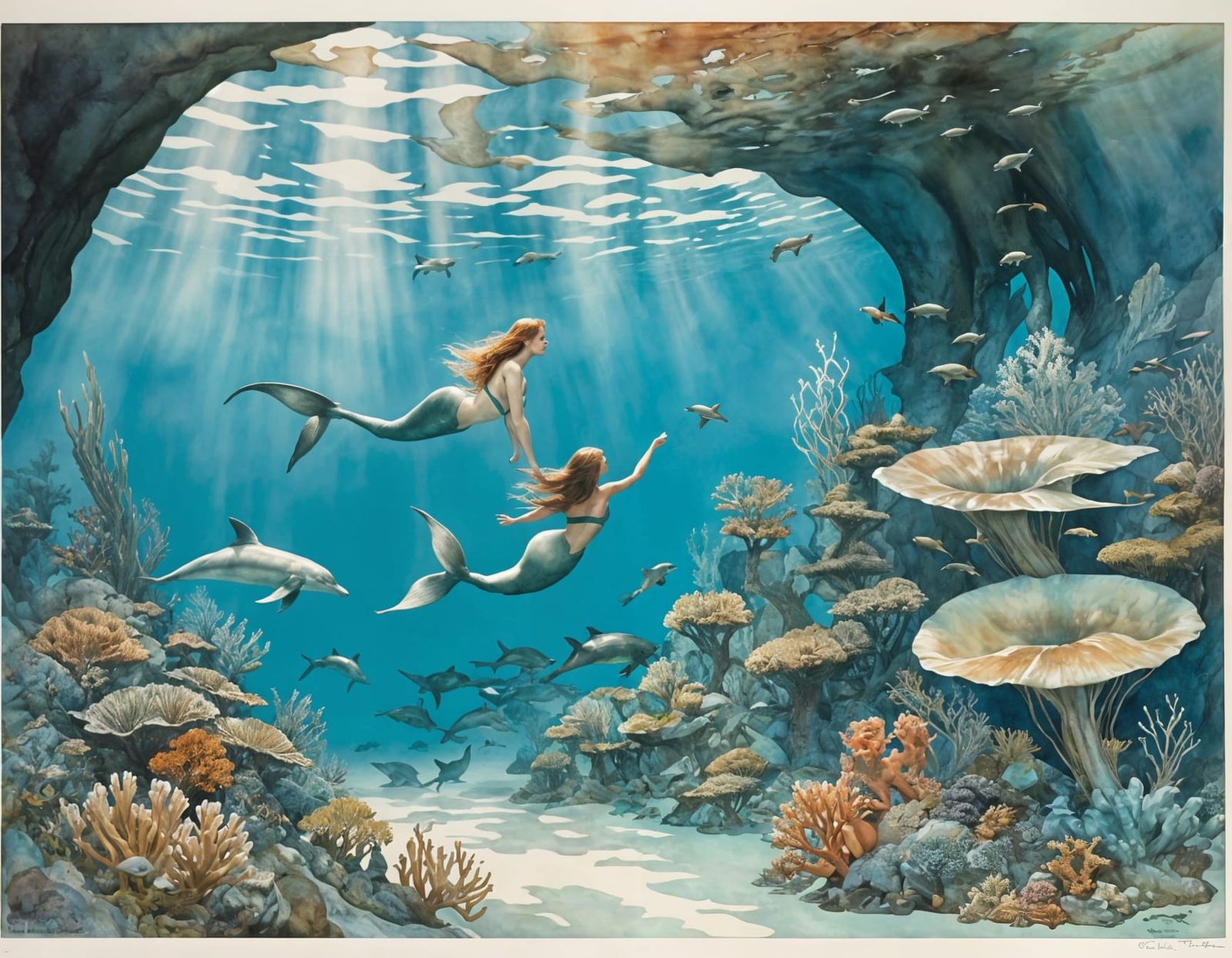 Mermaid Worlds - Mermaid Worlds: Whimsical Watercolor Scene