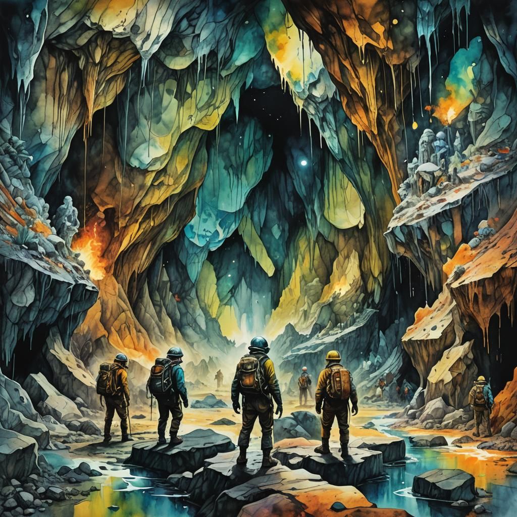Cave Explorers - AI Generated Artwork - NightCafe Creator
