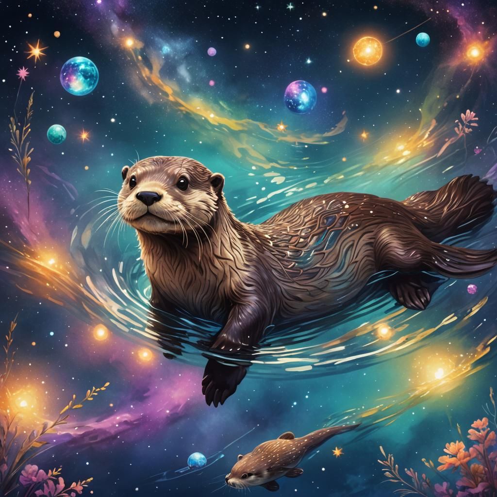 Cosmic Otter 1 - AI Generated Artwork - NightCafe Creator