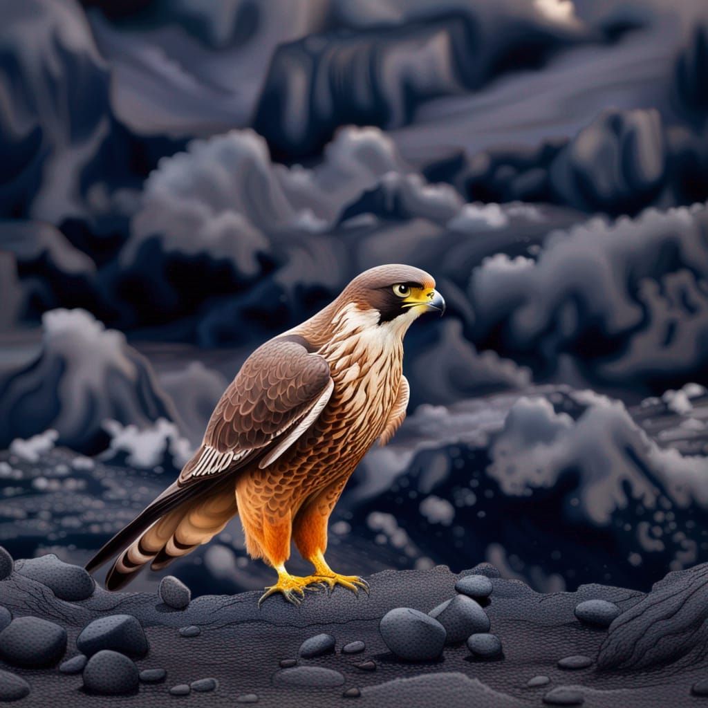 Falcon Bird on lava flow - AI Generated Artwork - NightCafe Creator