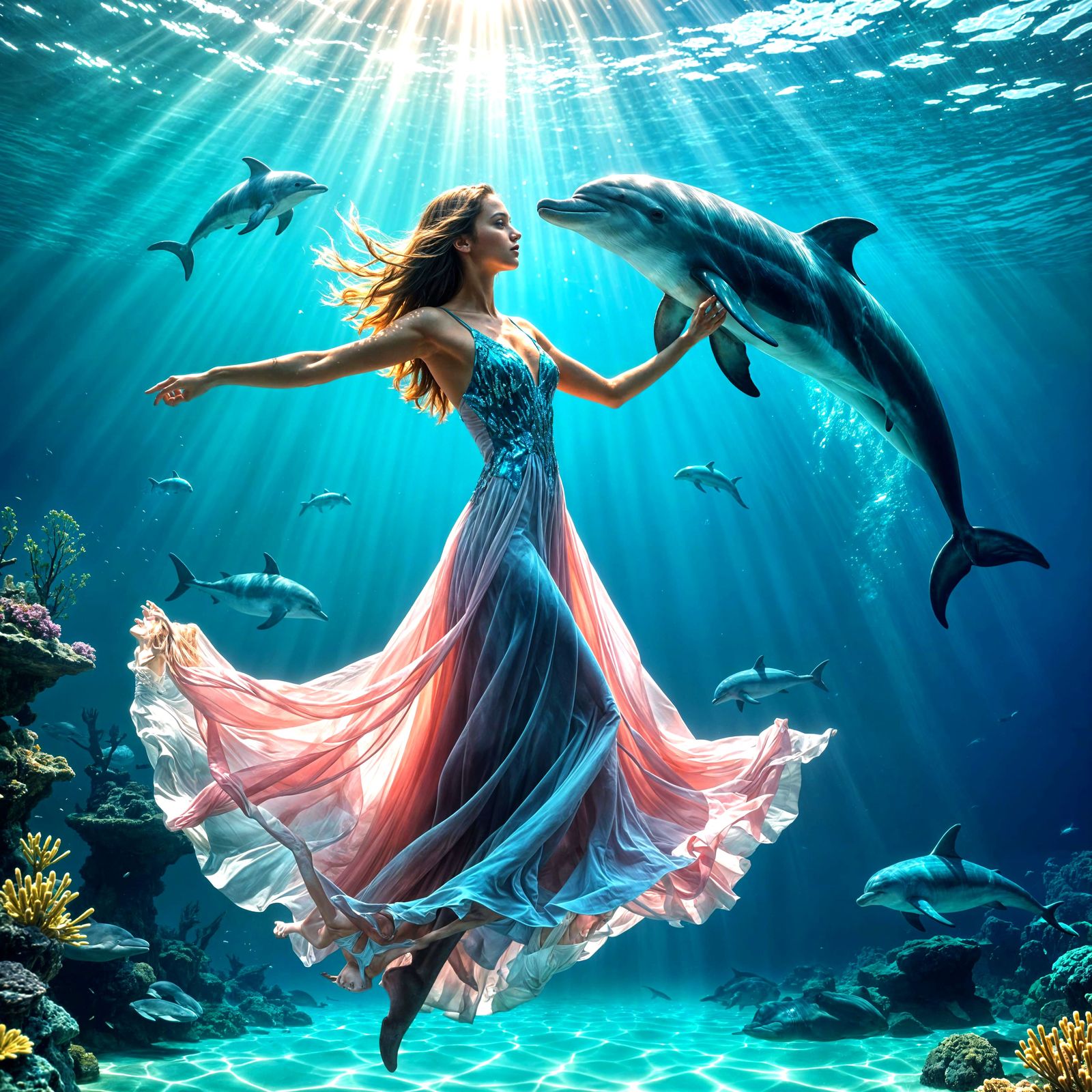 Connecting with the Dolphins - Ethereal Mermaid and Dolphin ...
