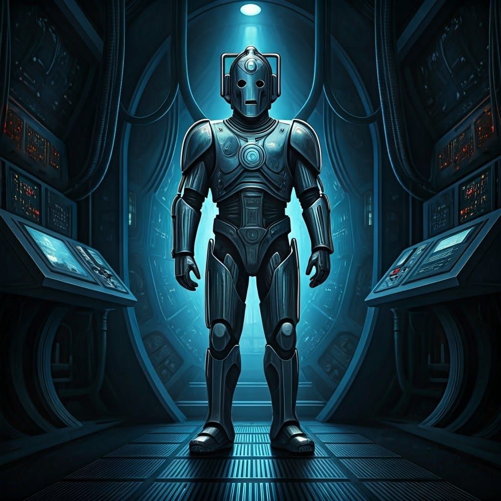 Cyberman in an Engineering/Teleportation Room