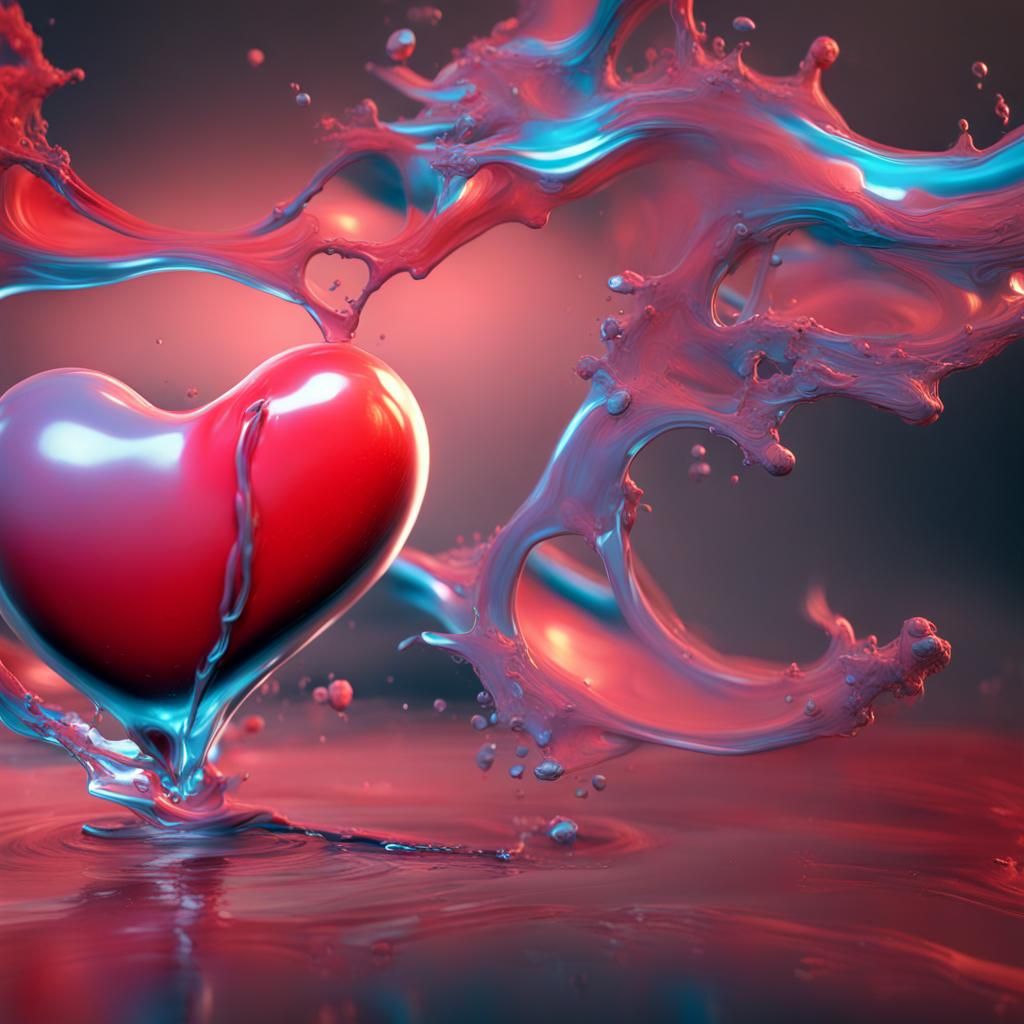 Heart attack volumetric lighting Splash art deep color wet brush ...