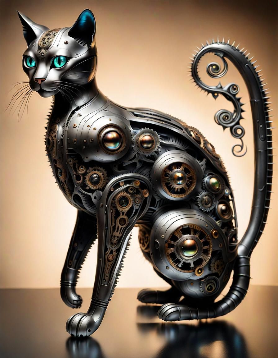 Mechanical cat - AI Generated Artwork - NightCafe Creator