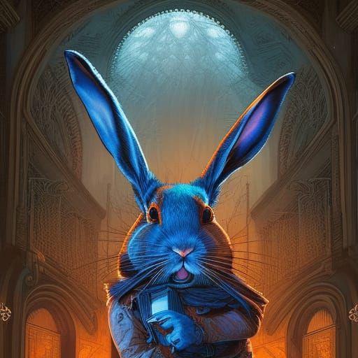 A Blue Rabbit Epic cinematic brilliant stunning intricate meticulously ...