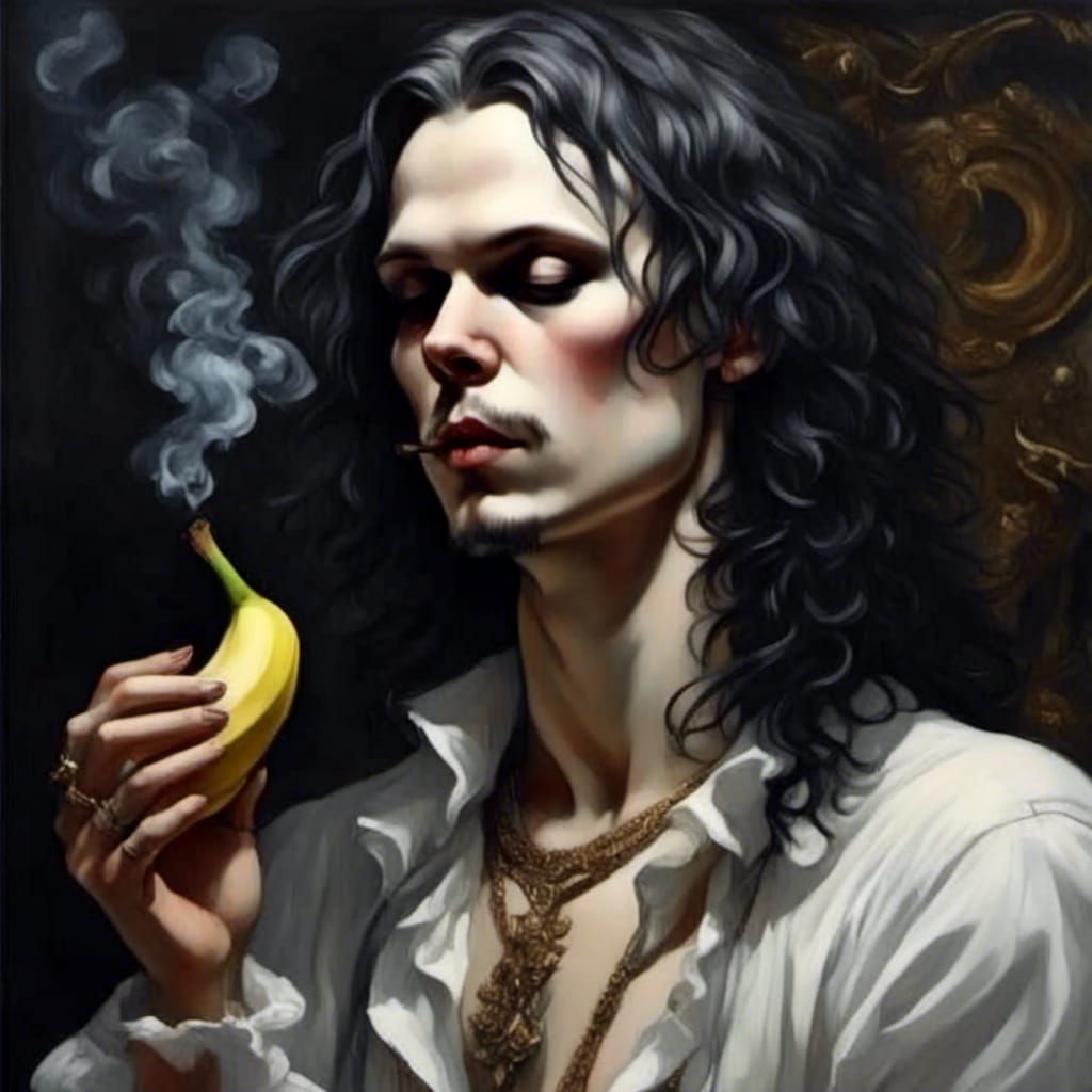 ville valo smoking joint and eating a banana - AI Generated Artwork ...