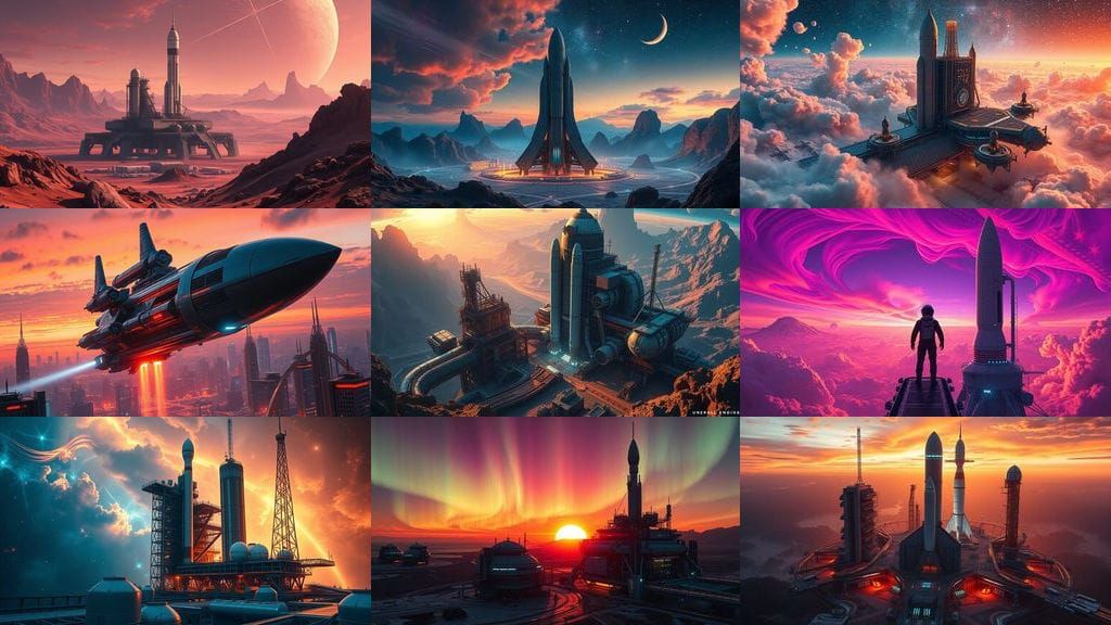 Epic Space Station in Vibrant, Cinematic Hues - AI Art