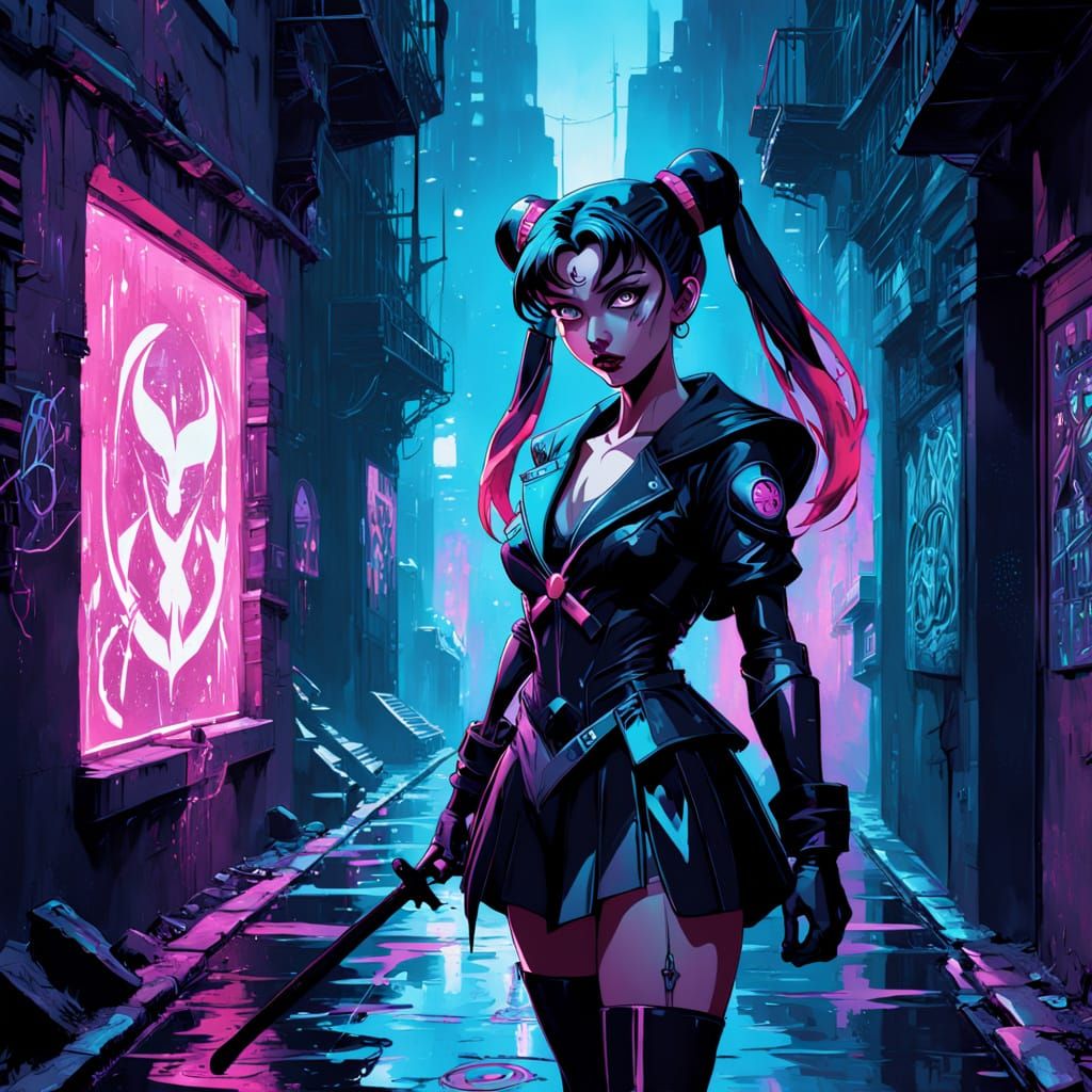 Dark cyber punk emo Sailor Moon - Cyberpunk Sailor Moon in N...