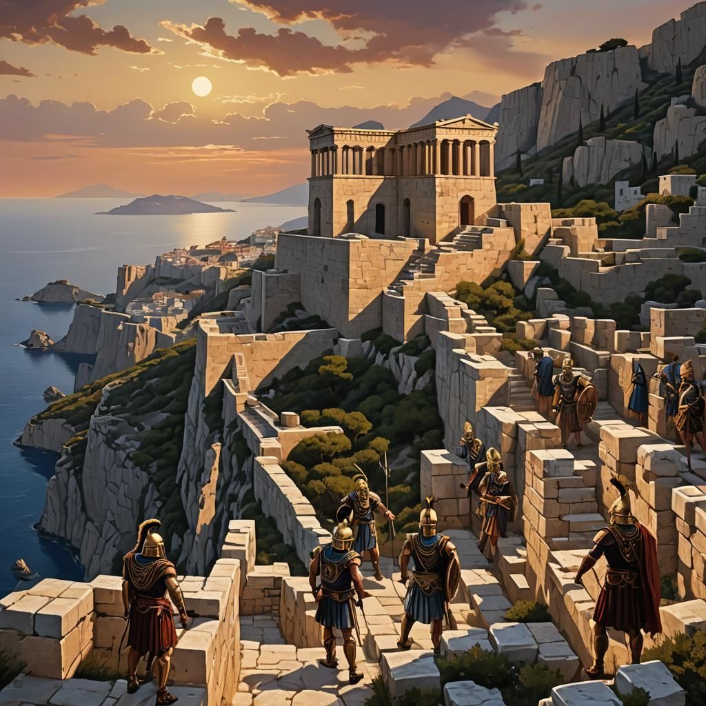 An ancient Greek fortress. - AI Generated Artwork - NightCafe Creator