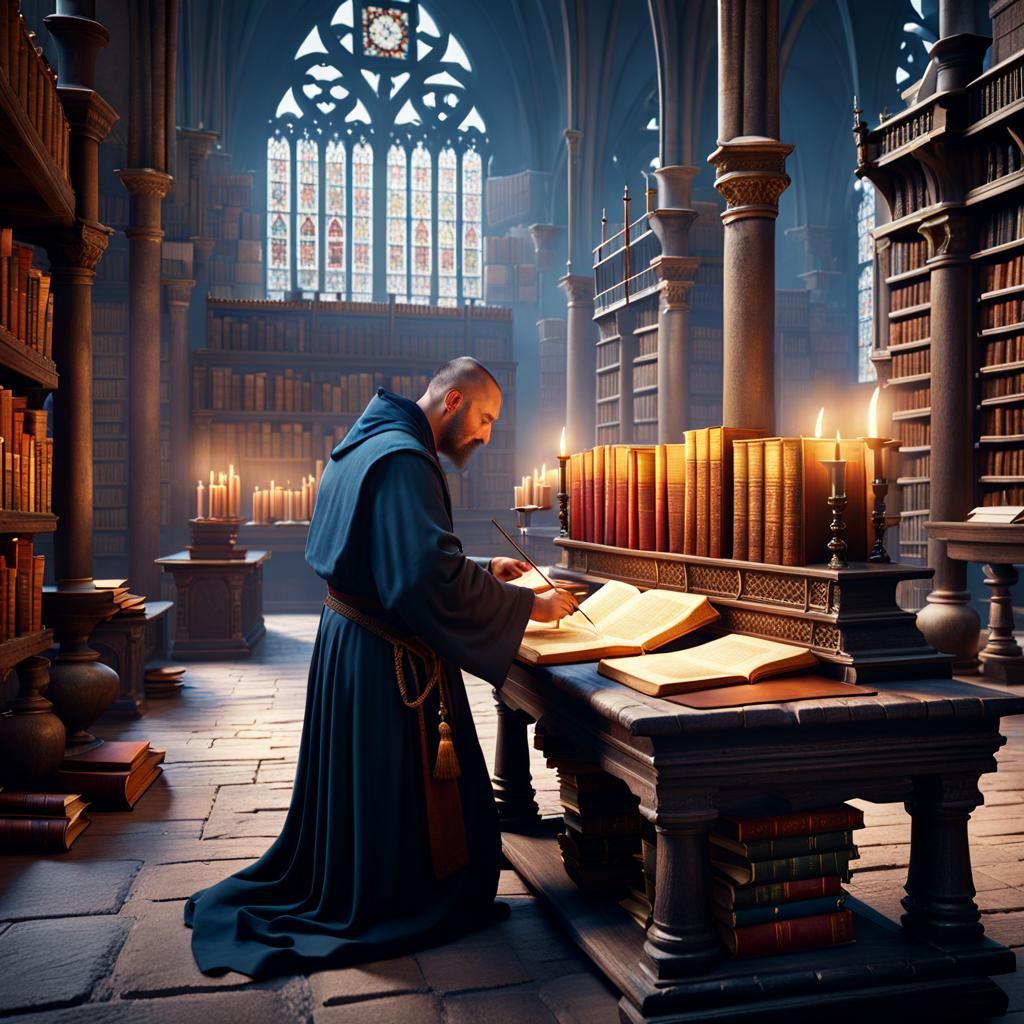Medieval Library - AI Generated Artwork - NightCafe Creator