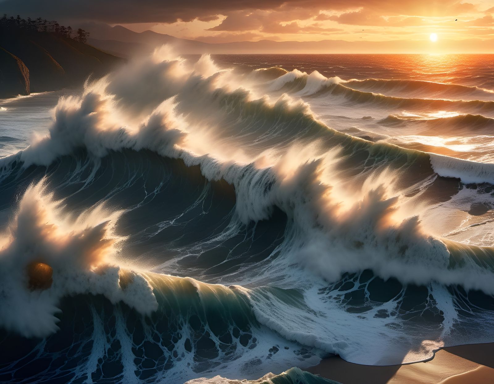 Rouge Waves - AI Generated Artwork - NightCafe Creator