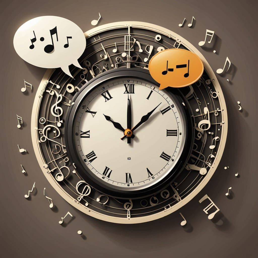 Cartoon Comtoise Clock Sings Melody in Speech Bubb... - AI Art