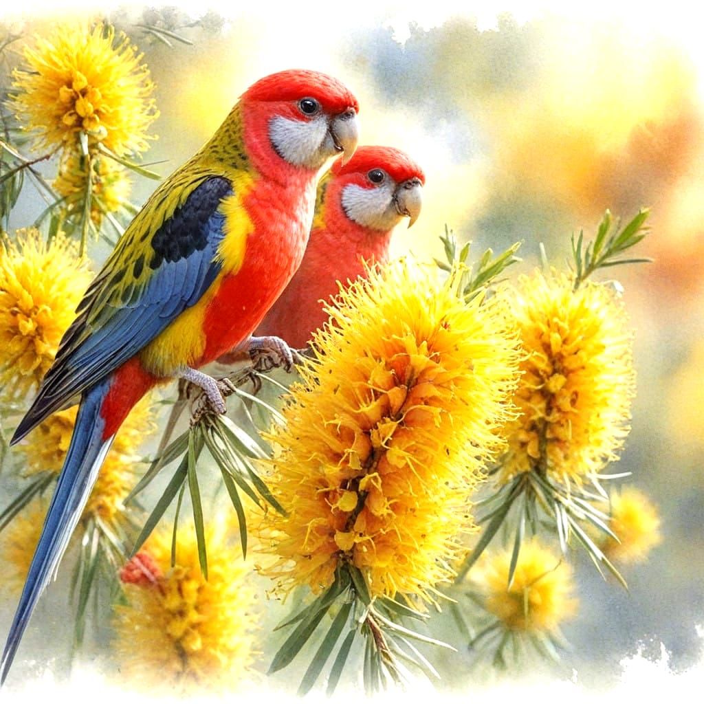 Eastern White Cheeked Rosellas - Eastern White Cheeked Rosel...