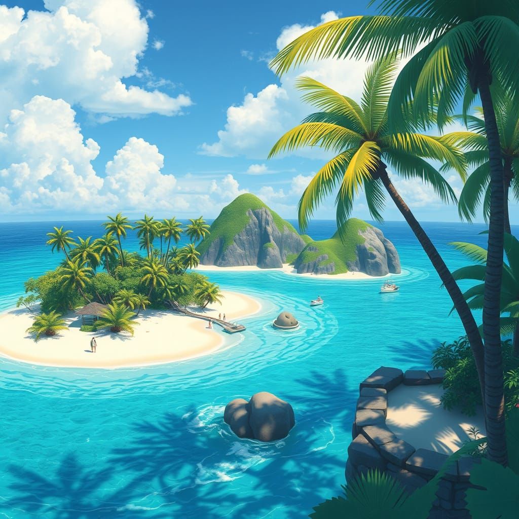 Oceanic Islands Sparkle - Tropical Islands in Dreamy Animate...