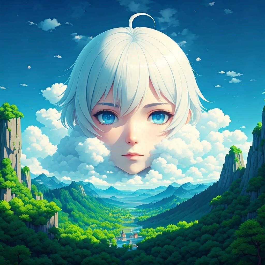 Young faces in the clouds - Breathtaking Cloudscape with a G...