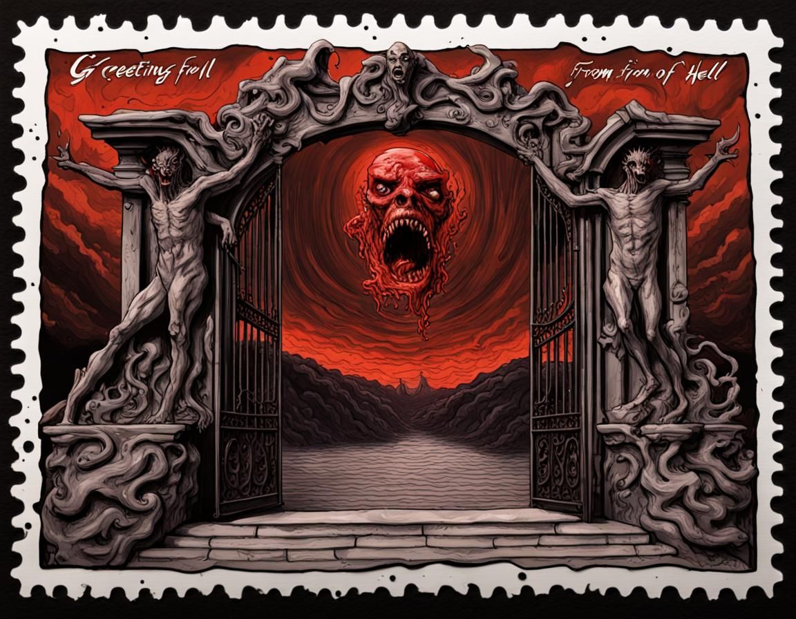 Postcard from Hell 5 - AI Generated Artwork - NightCafe Creator