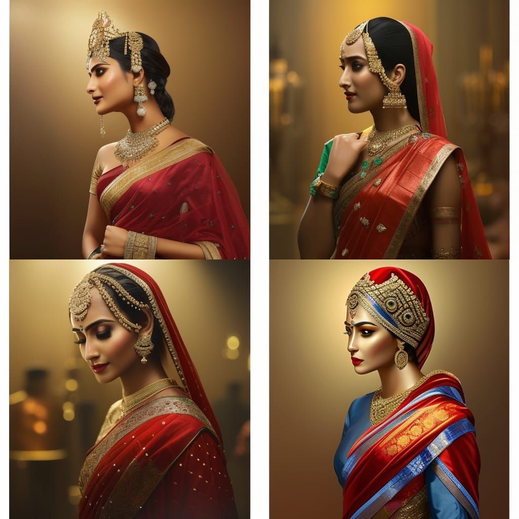 robot with shining metal skin wearing a sari - AI Generated Artwork ...