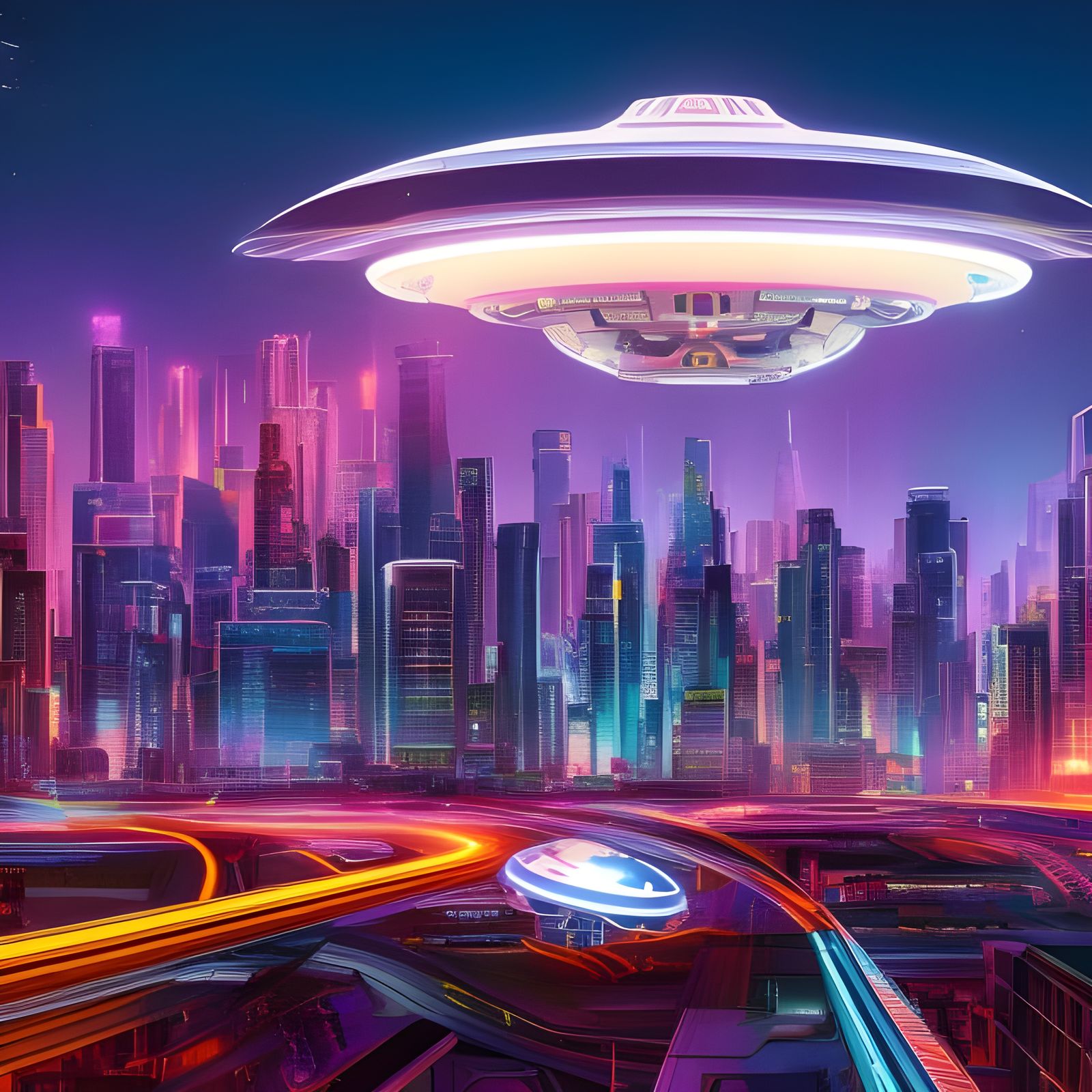 Neon Odyssey: The Arrival" - AI Generated Artwork - NightCafe Creator