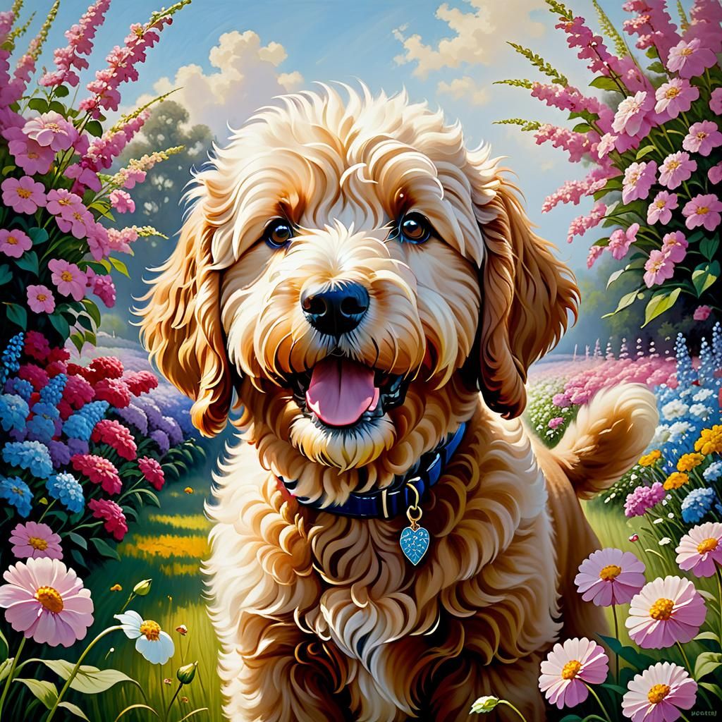 Dog in spring 3 - AI Generated Artwork - NightCafe Creator