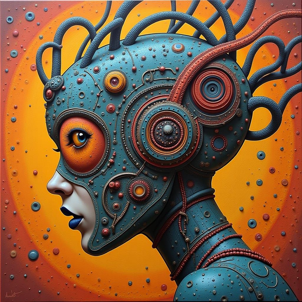 Cyborg Goddess in Cosmic Landscape - AI Art