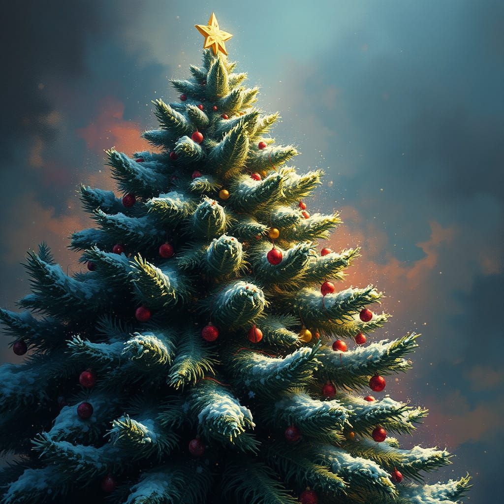 Ethereal Christmas Tree in Hyperrealistic Cyberpun... - AI Art