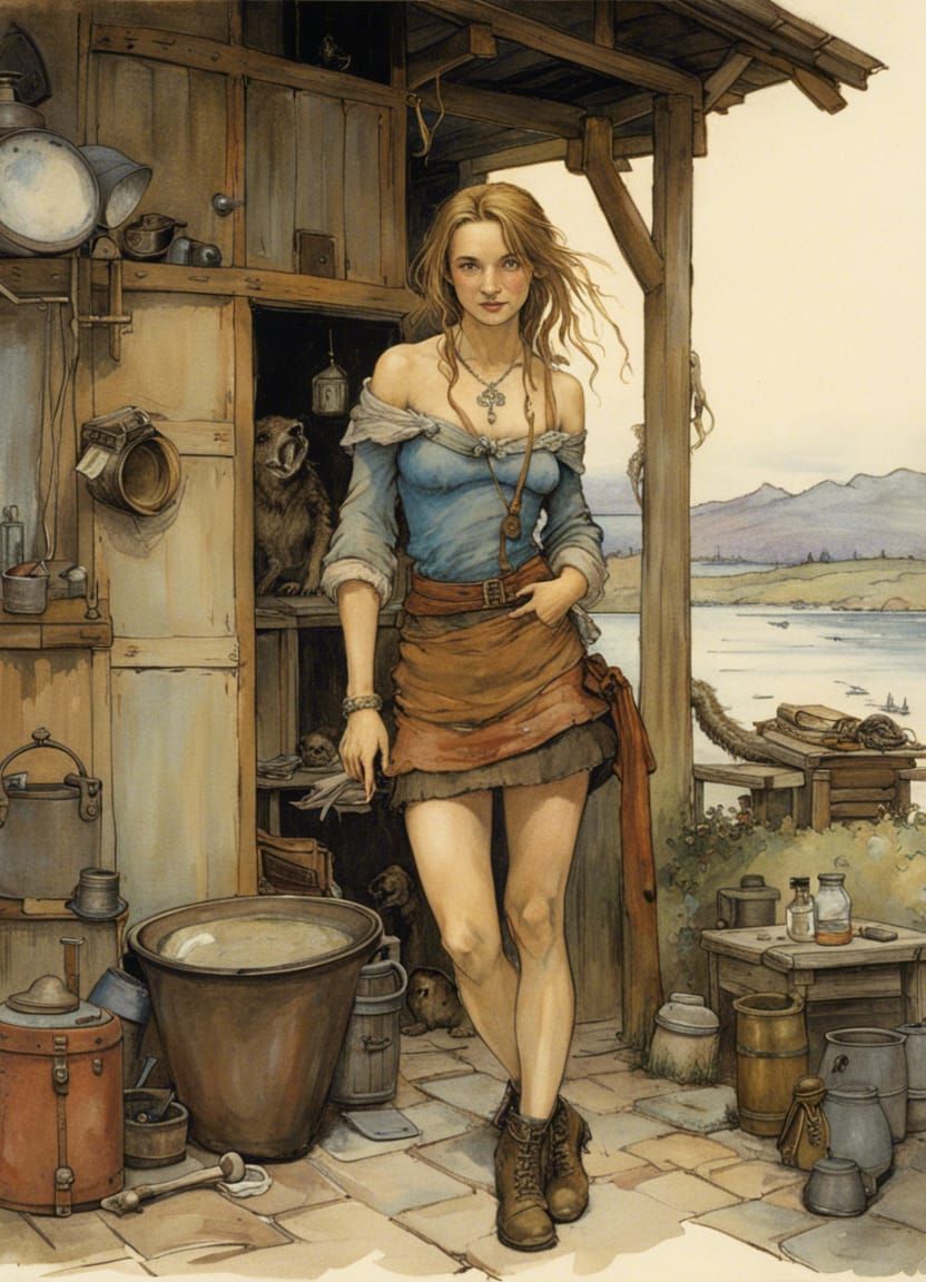 Lake house (Jean Baptiste Monge & Edwin Austin Abbey) - AI Generated ...