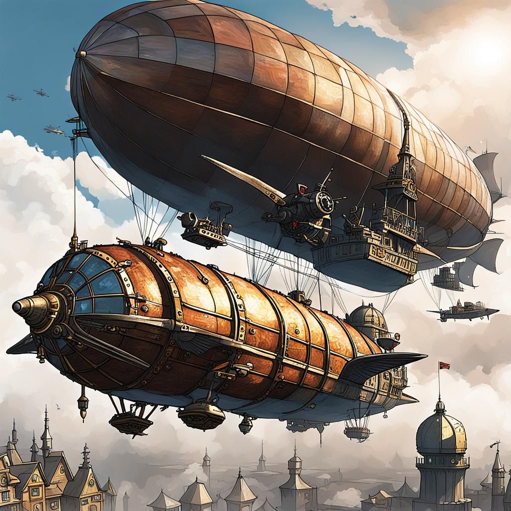 Steampunk airships - AI Generated Artwork - NightCafe Creator