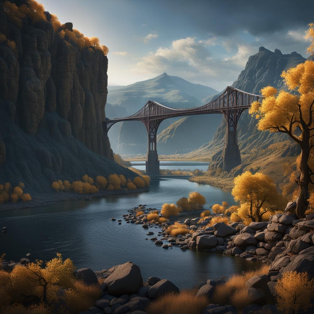 Bridge over a river - AI Generated Artwork - NightCafe Creator