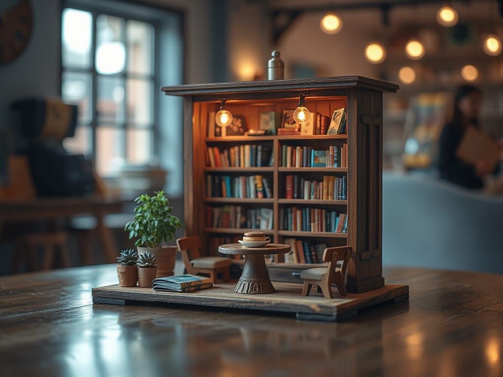 Beautiful little DIY miniature bookstore