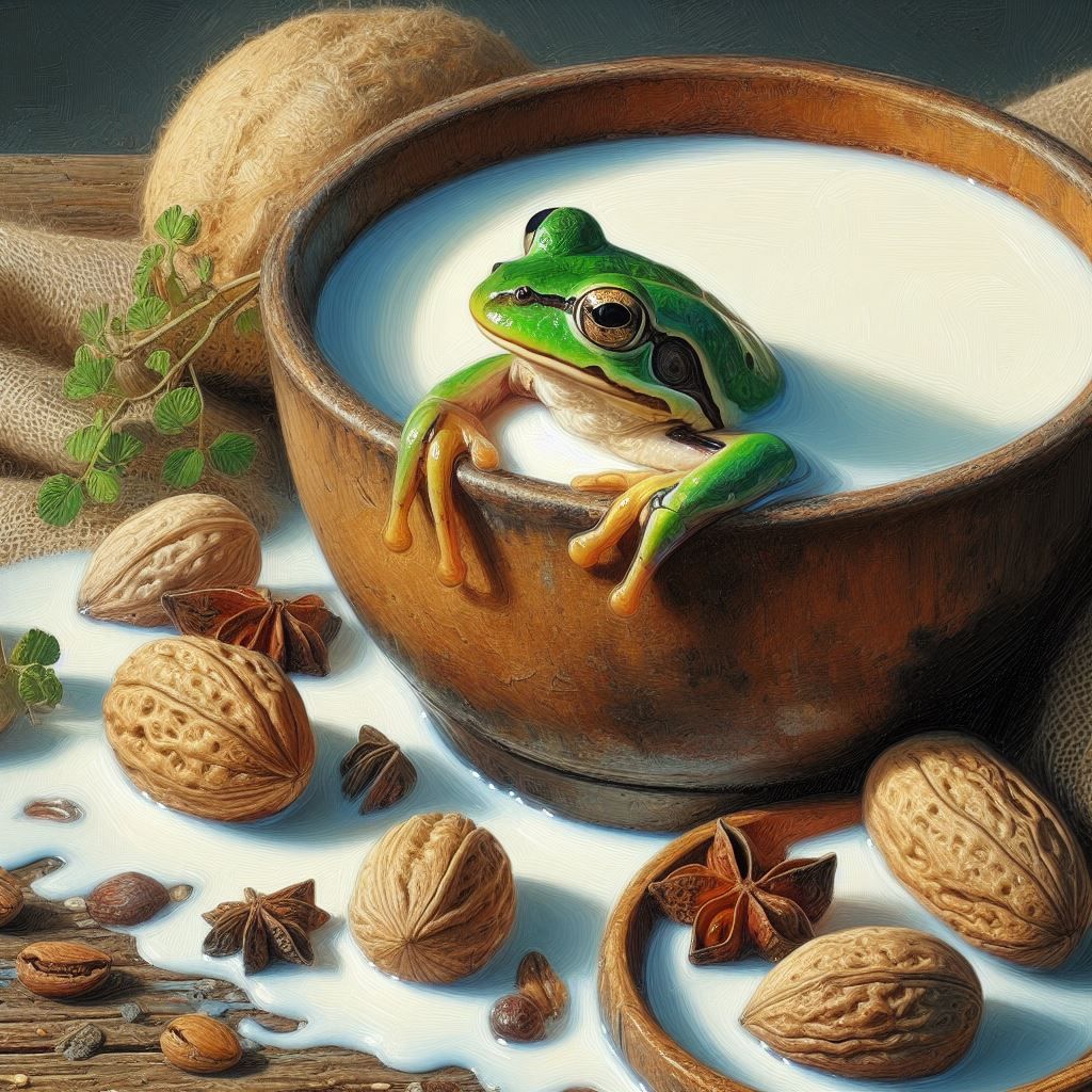 Frog in milk - AI Generated Artwork - NightCafe Creator
