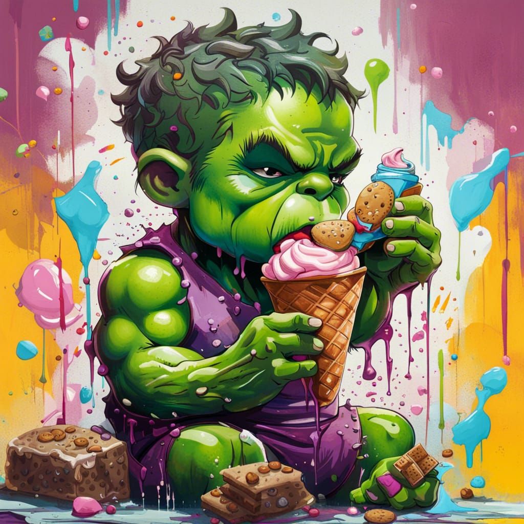 Baby Hulk and His love for ice-cream - AI Generated Artwork - NightCafe ...