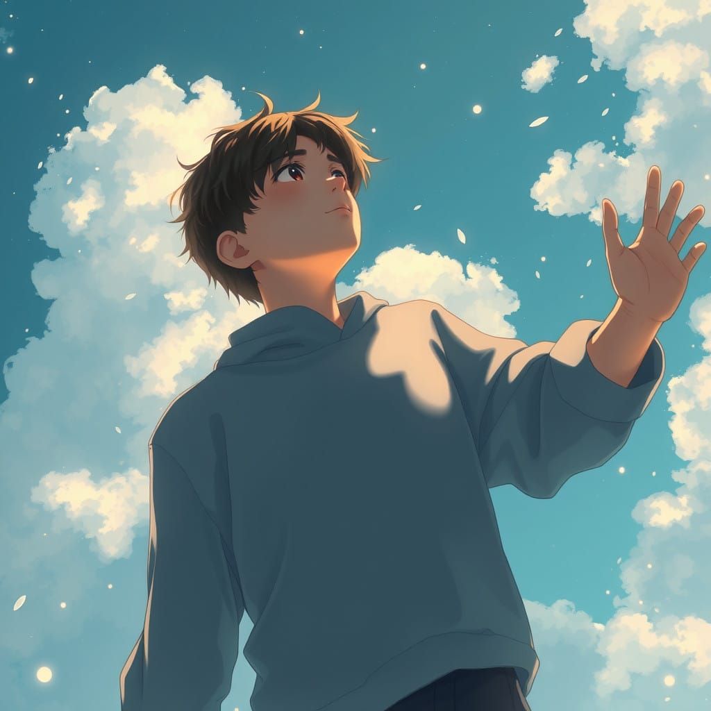 Young Man Observes Himself from Outside - AI Art