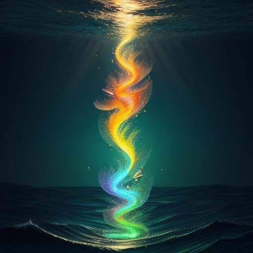 Hyperrealistic image of a school of fantastic Japanese fish ...