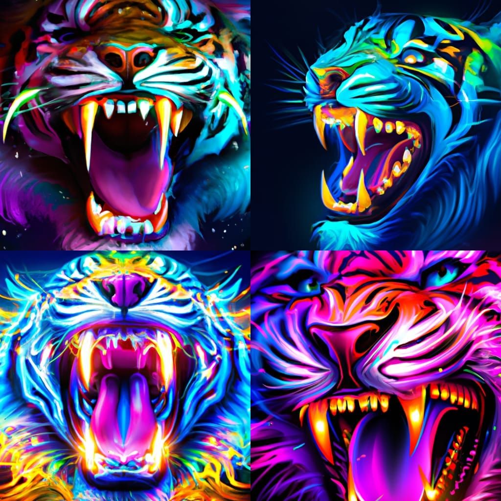 Neon Sabertooth Tiger - AI Generated Artwork - NightCafe Creator