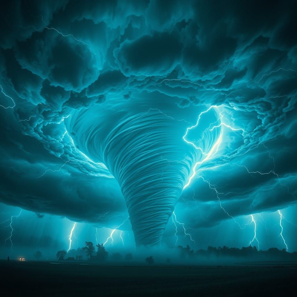 Tornado - Dramatic Tornado in a Churning, Electric Atmospher...