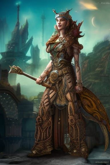 full shot of a beautiful fairy-knight in knight-armor Insanely detailed ...