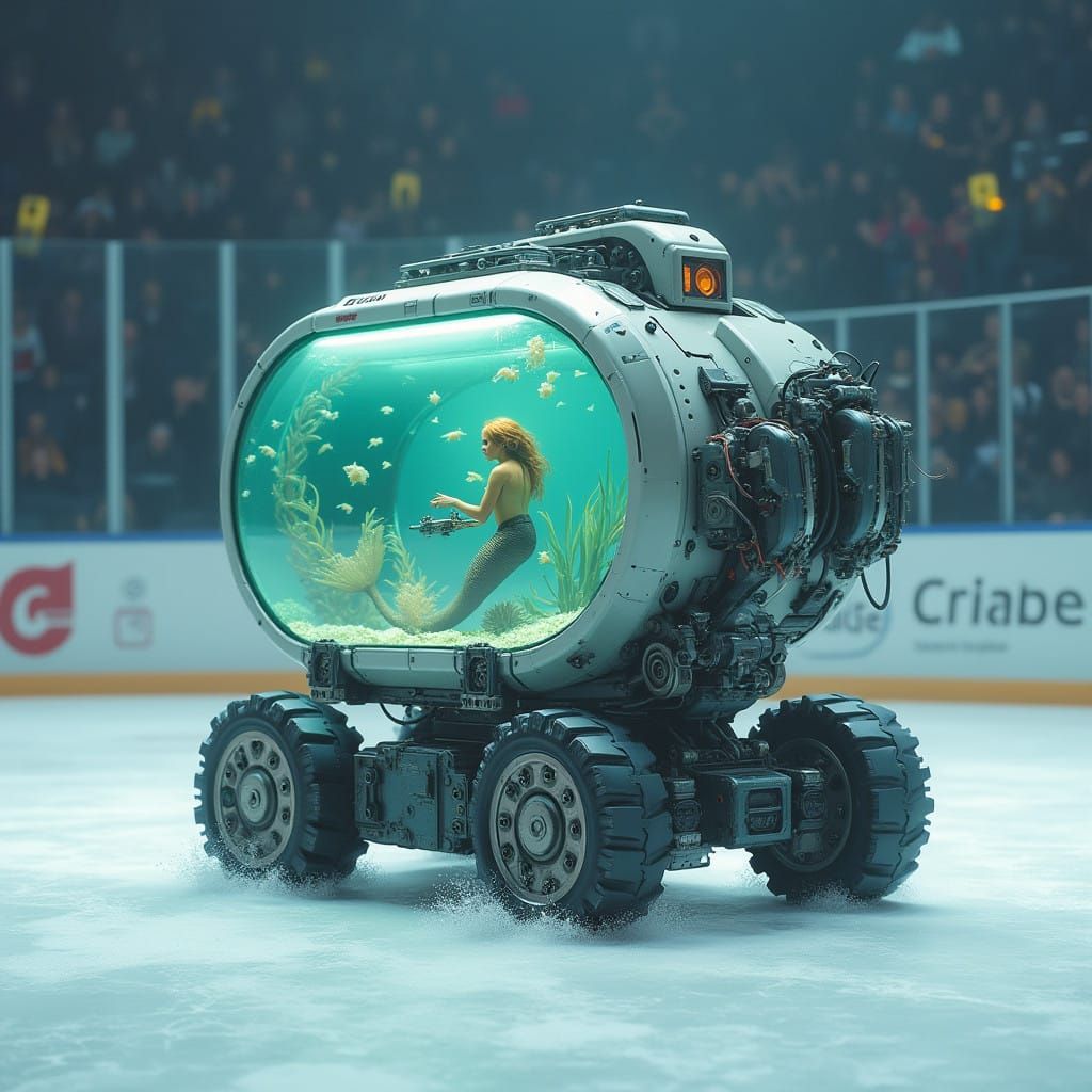 Robotic Zamboni Hockey Rink in Futuristic Sci-Fi A... - AI Art