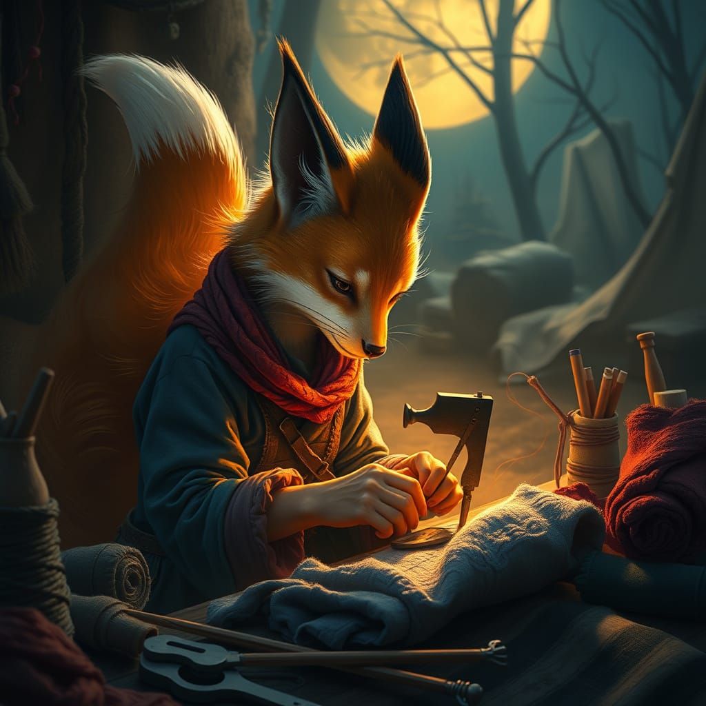 Kitsune Crafts Survival Gear with Kindness and Com... - AI Art