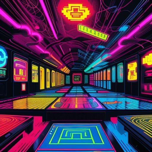 Secret Level Pac-Man - Neon-Lit Pac-Man Arcade Adventure
