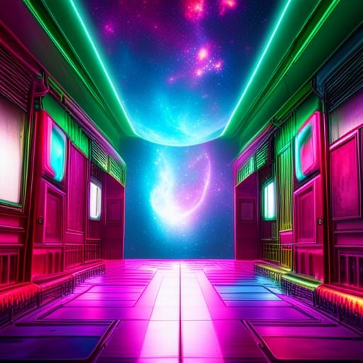 Magic synthwave galaxy room 2 - AI Generated Artwork - NightCafe Creator