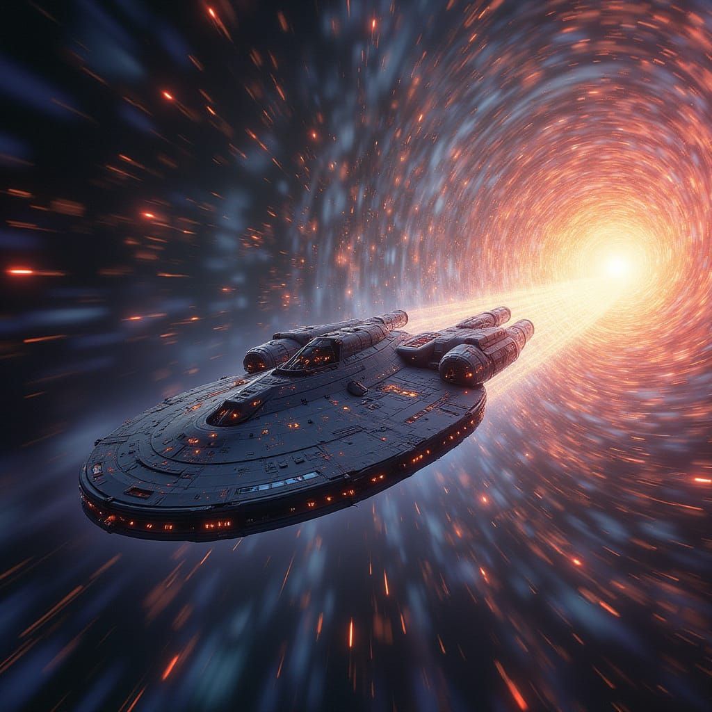 Star Trek Enterprise Warp Speed - Sleek Futuristic Starfleet...