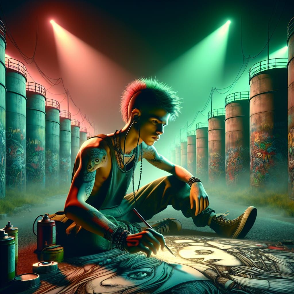 Punk kid drawing masterpiece - AI Generated Artwork - NightCafe Creator
