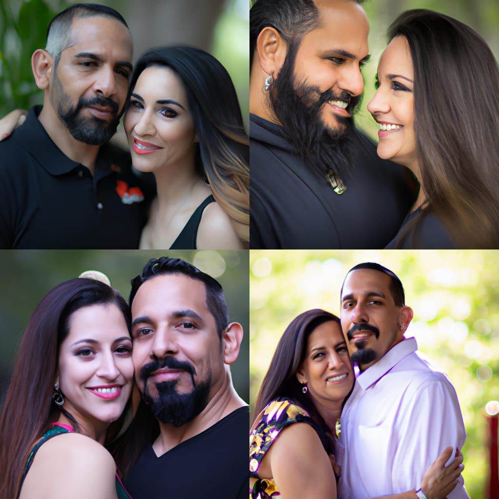 a puerto rican man with a goatee in the arms of a beautiful Italian ...