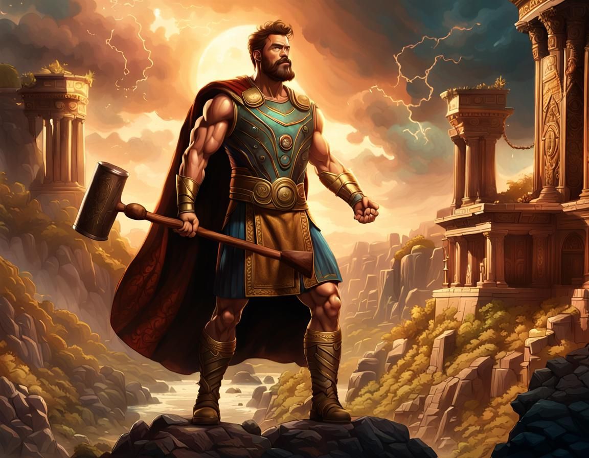 Epic Hercules Portrait in Maximalist Digital Paint... - AI Art