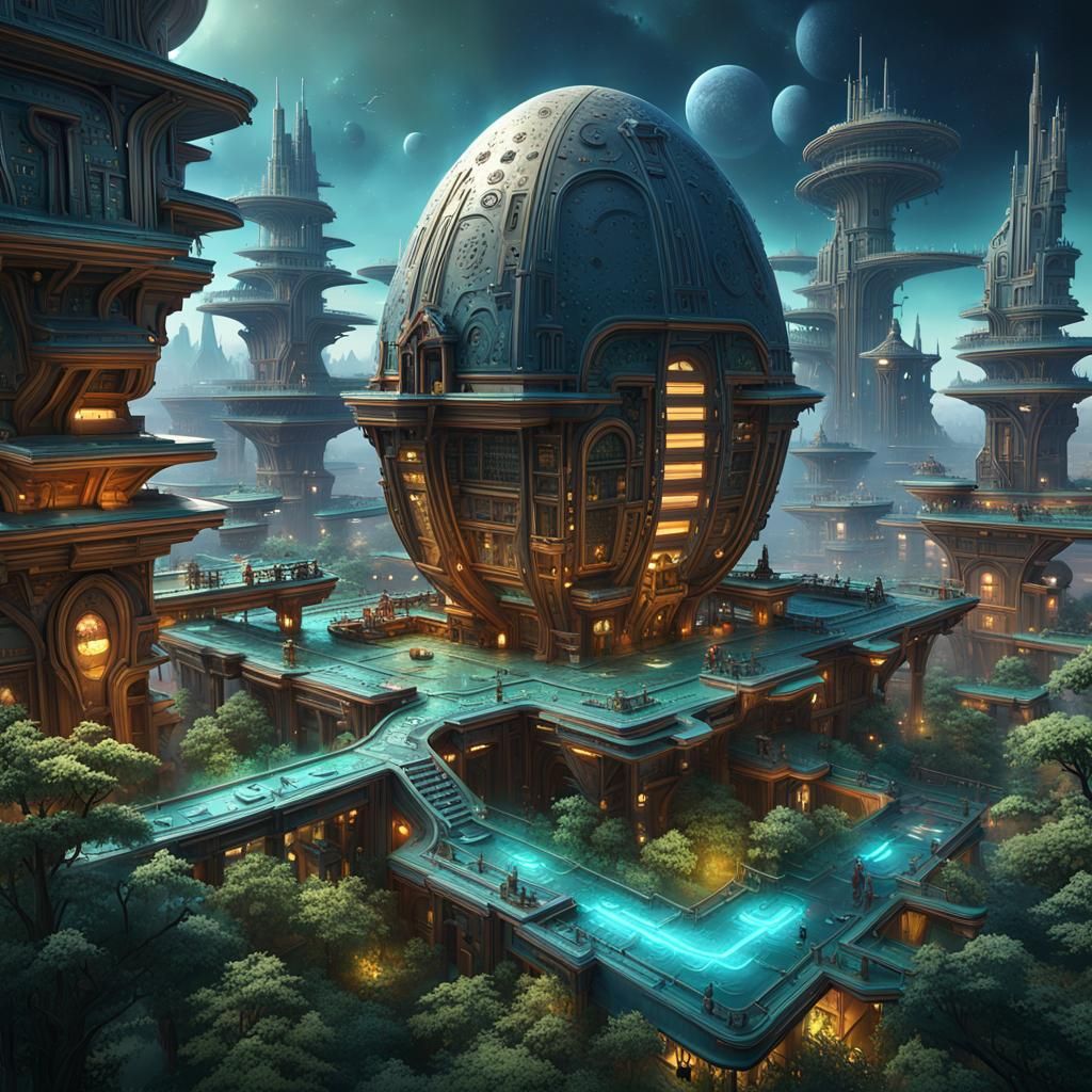 Alien civilization - AI Generated Artwork - NightCafe Creator