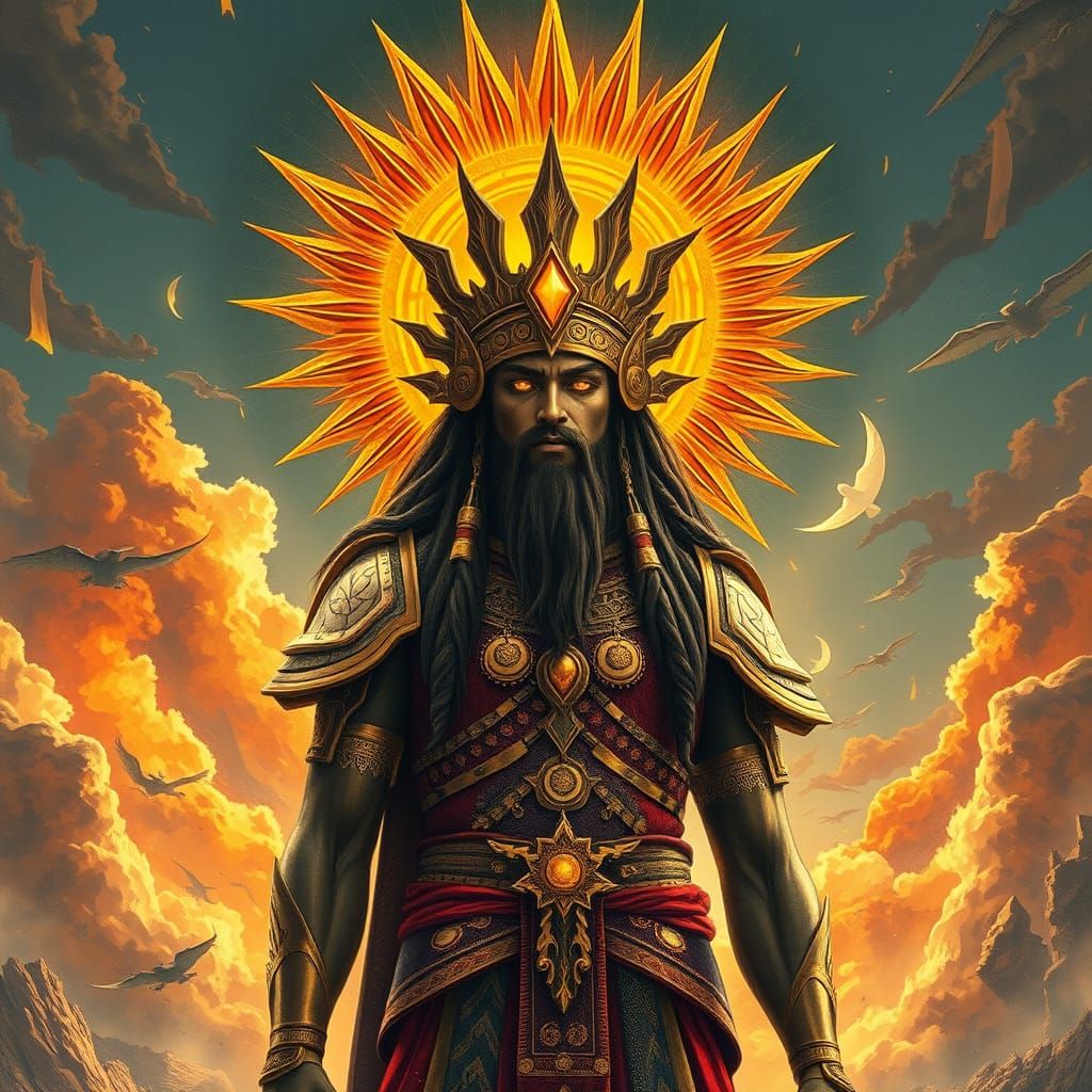 Mithra: Iranian Sun God in Hyperrealistic Style - AI Art
