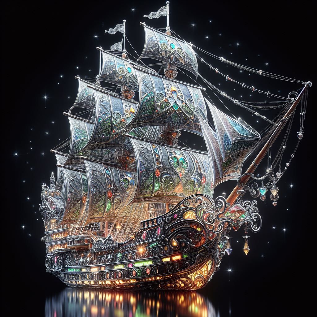 Jeweled Sailing Ship - AI Generated Artwork - NightCafe Creator