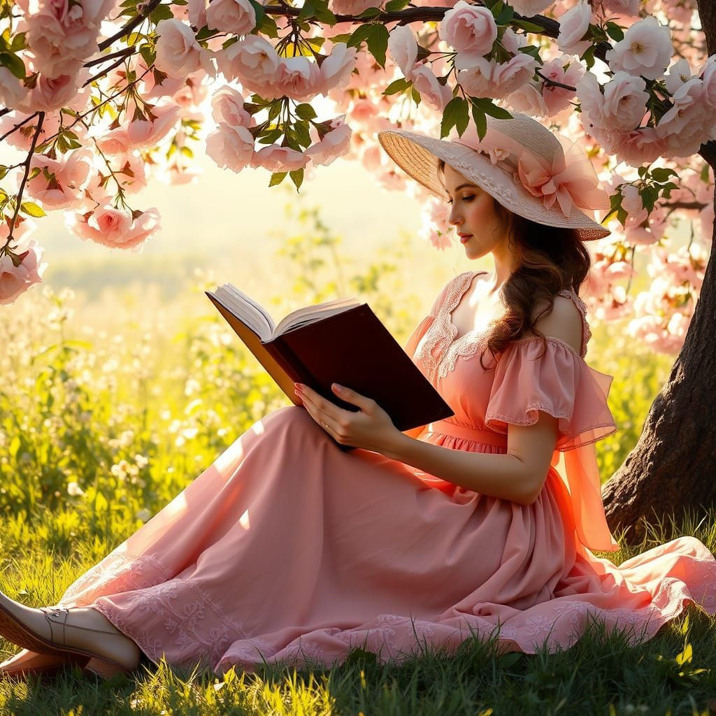 Afternoon reading under a flowering tree