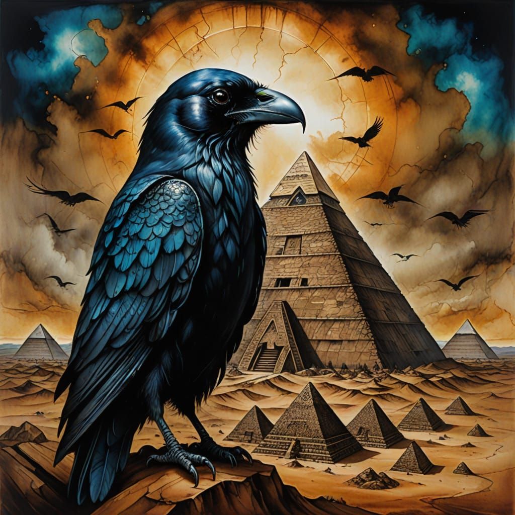 Esao andrews surrealism portrait of otherworldly raven Egyptian ...